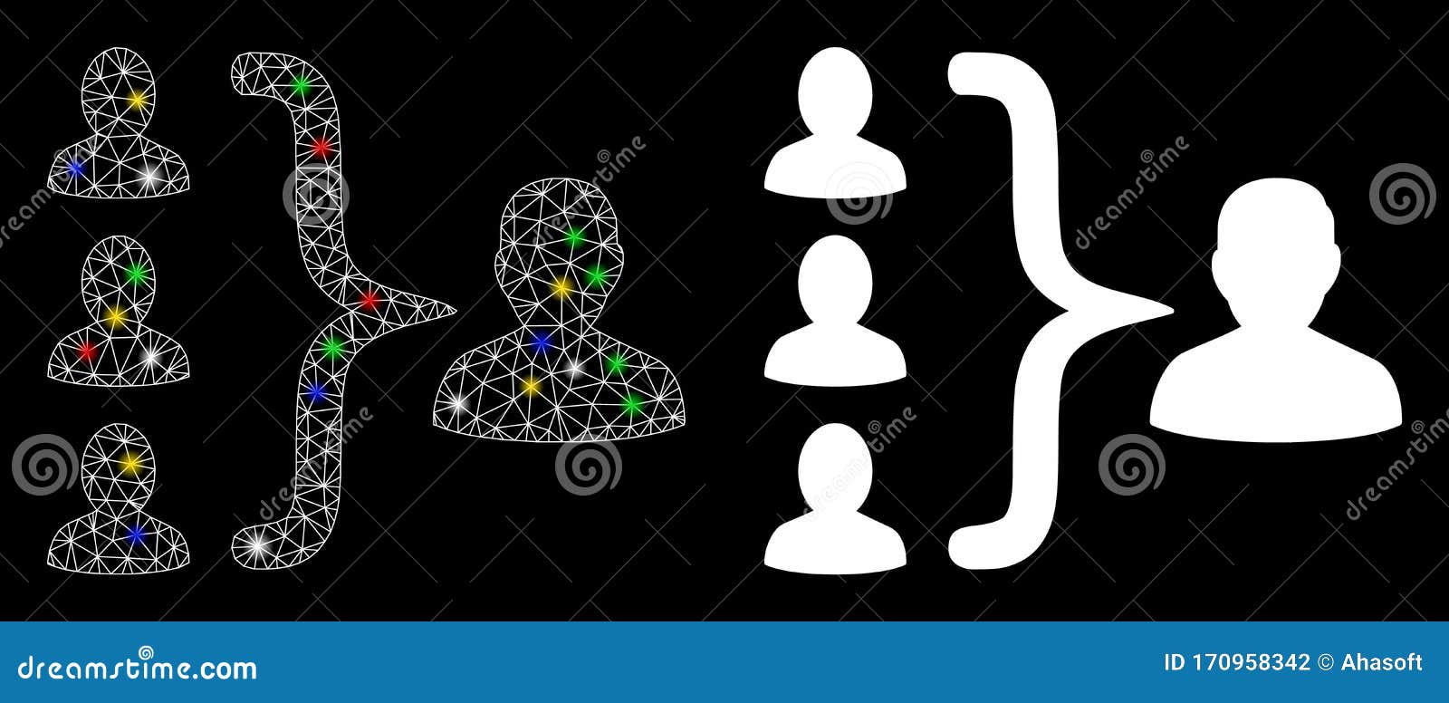 Flare Mesh Network Organization Structure Icon with Flare Spots Stock ...