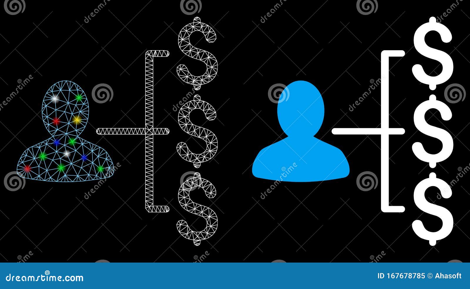 Flare Mesh Carcass Payer Relations Icon with Flare Spots Stock Vector ...