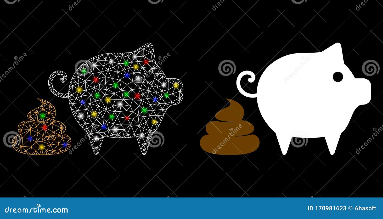 Glossy Mesh Carcass Pig Shit Icon with Flare Spots Stock Vector ...