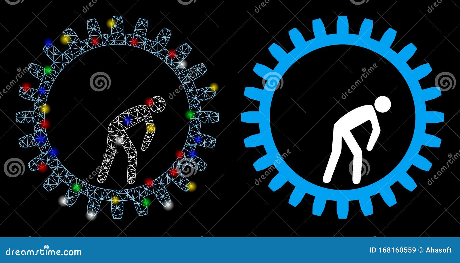 Bright Mesh 2D Rat Race Gear Icon with Flash Spots Stock Vector ...