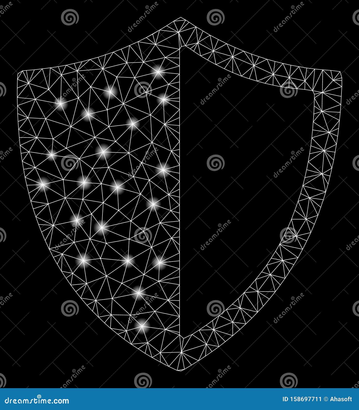 Bright Mesh Network Shield with Flash Spots Stock Vector - Illustration ...