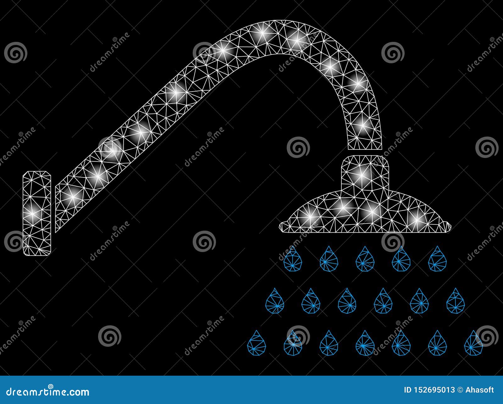 Glowing Mesh Wire Frame Shower with Light Spots Stock Vector ...