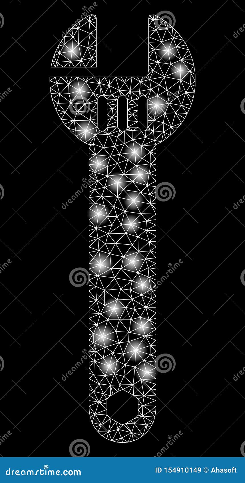 Glowing Mesh 2D Spanner with Flash Spots Stock Vector - Illustration of ...