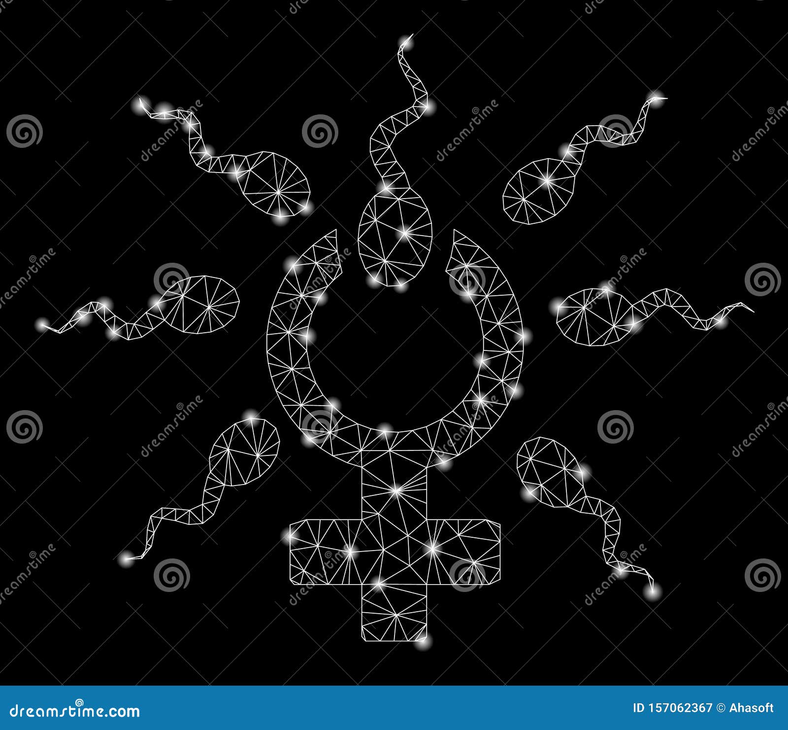 Flare Mesh Network Sperm Penetration With Flare Spots Stock Vector