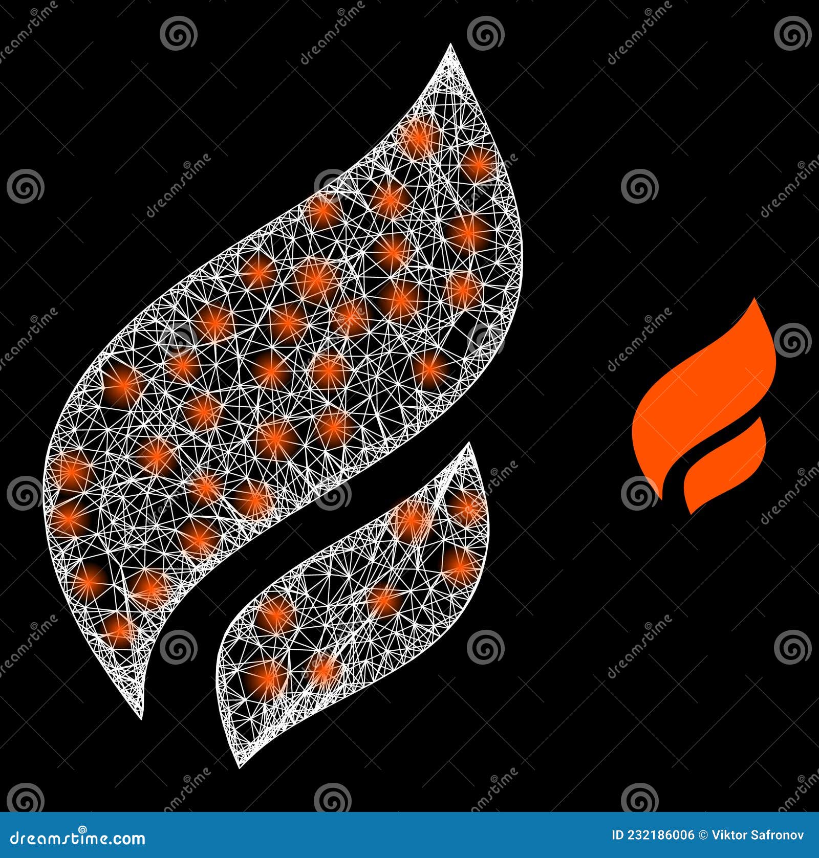 Polygonal Network Mesh Flame with Light Spots Stock Vector ...