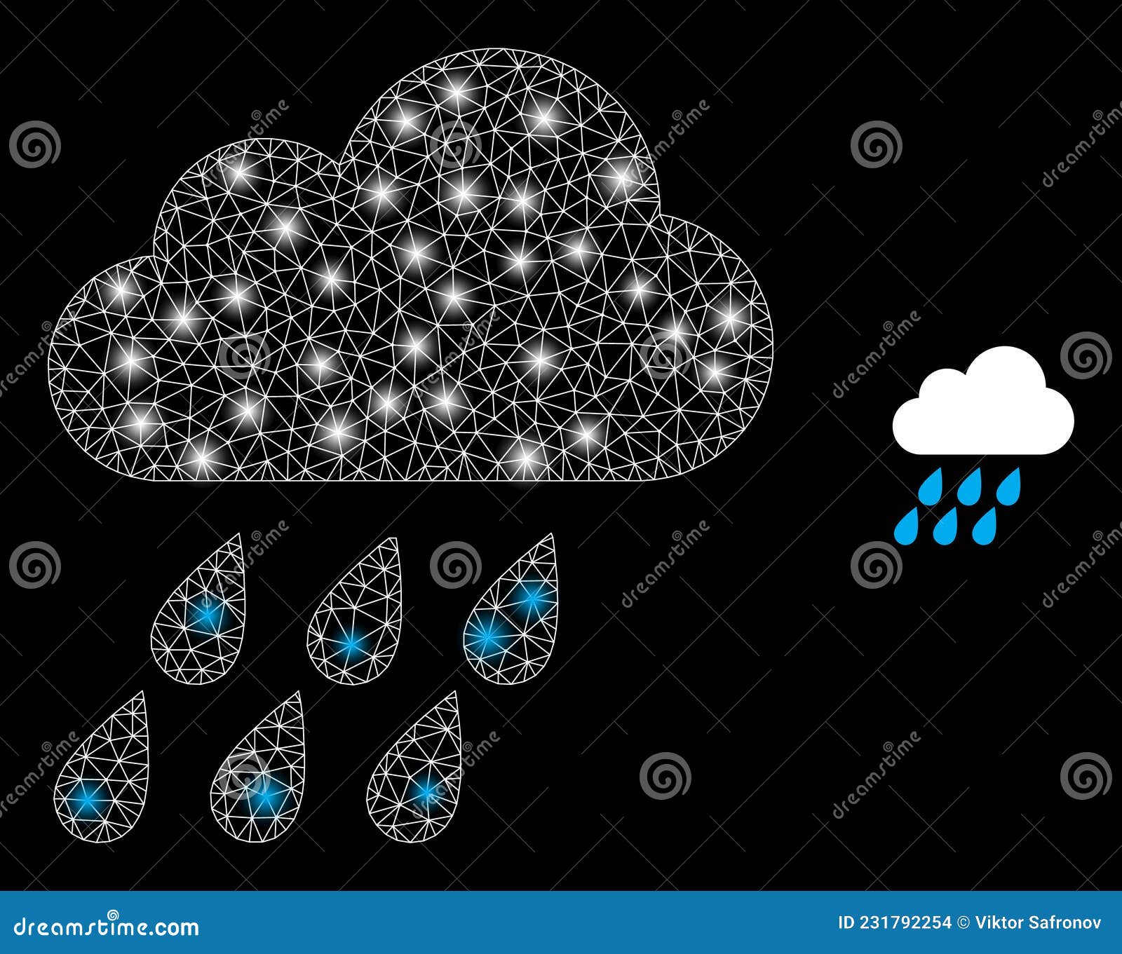 Polygonal 2D Mesh Rain Cloud with Glare Spots Stock Vector ...