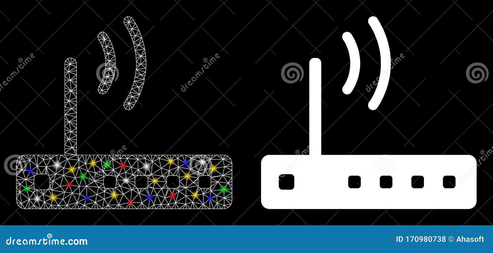 Flare Mesh Network Wi-Fi Modem Icon with Flare Spots Stock Vector ...