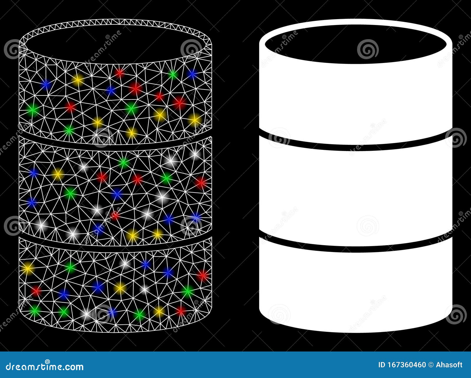 Glossy Mesh Wire Frame Barrel Icon with Flash Spots Stock Vector ...
