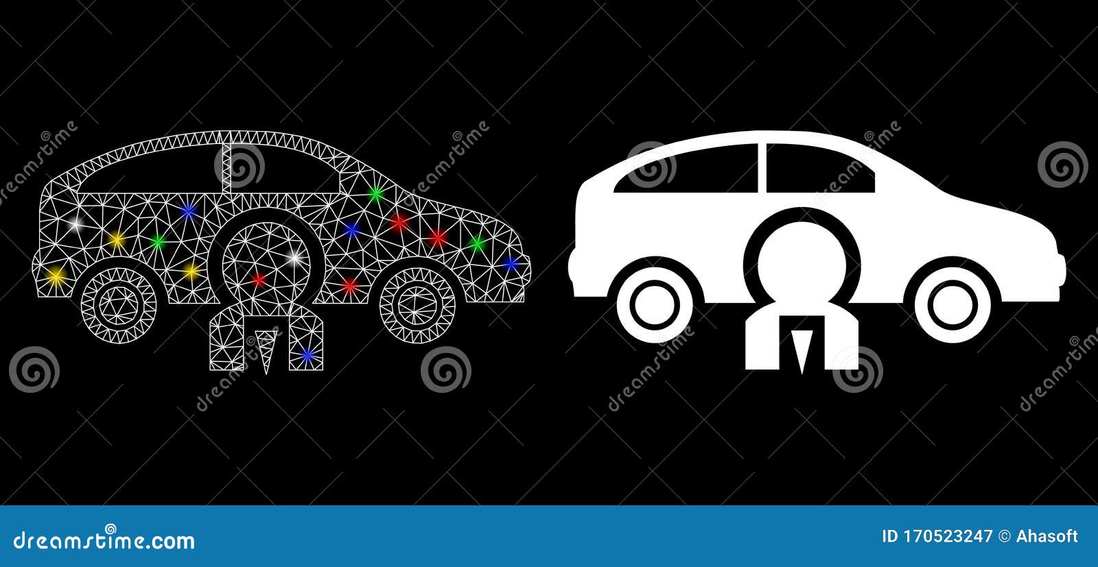 Glossy Mesh Wire Frame Car Owner Icon with Light Spots Stock Vector ...