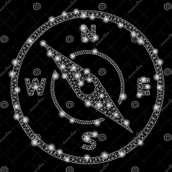 Glossy Mesh Wire Frame Compass with Flash Spots Stock Vector ...