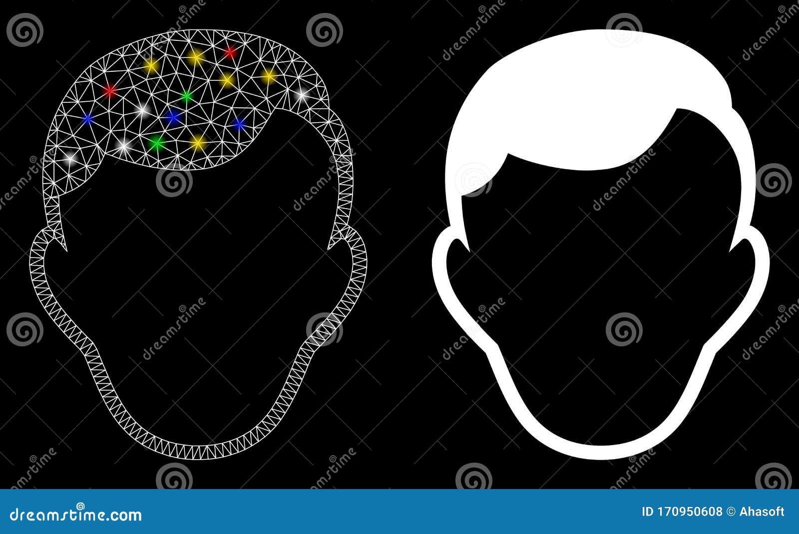 Glossy Mesh Wire Frame Face Template Icon with Flare Spots Stock Vector ...