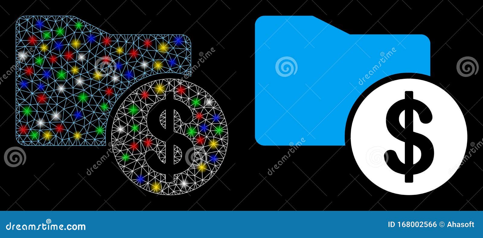 Glossy Mesh Wire Frame Financial Folder Icon with Light Spots Stock ...