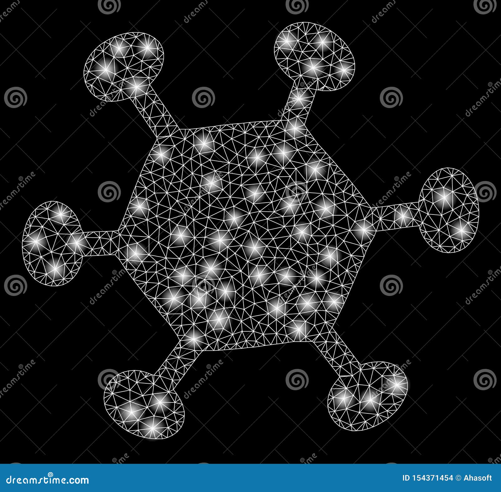 Glossy Mesh Wire Frame Parasite Microbe with Flare Spots Stock Vector ...