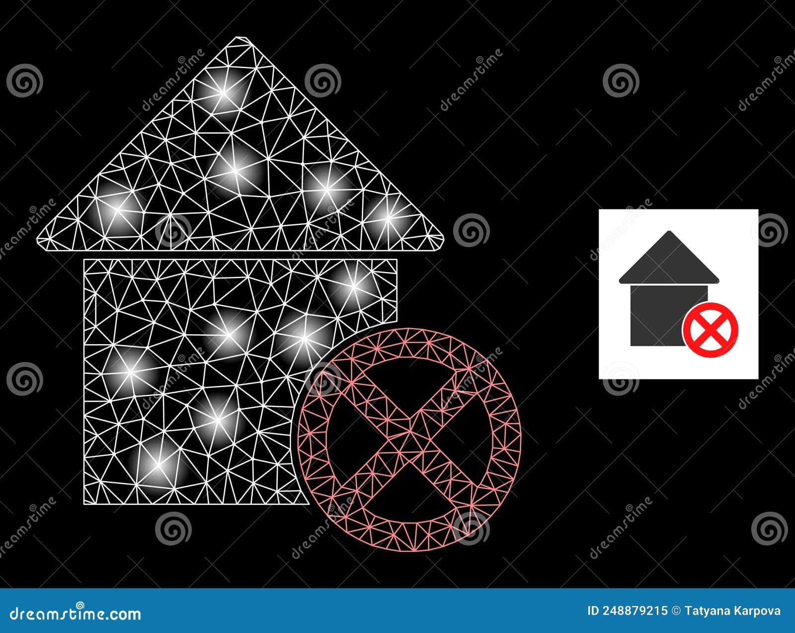 Glossy Mesh Wrong House Icon with Glare Lightspots Stock Vector ...