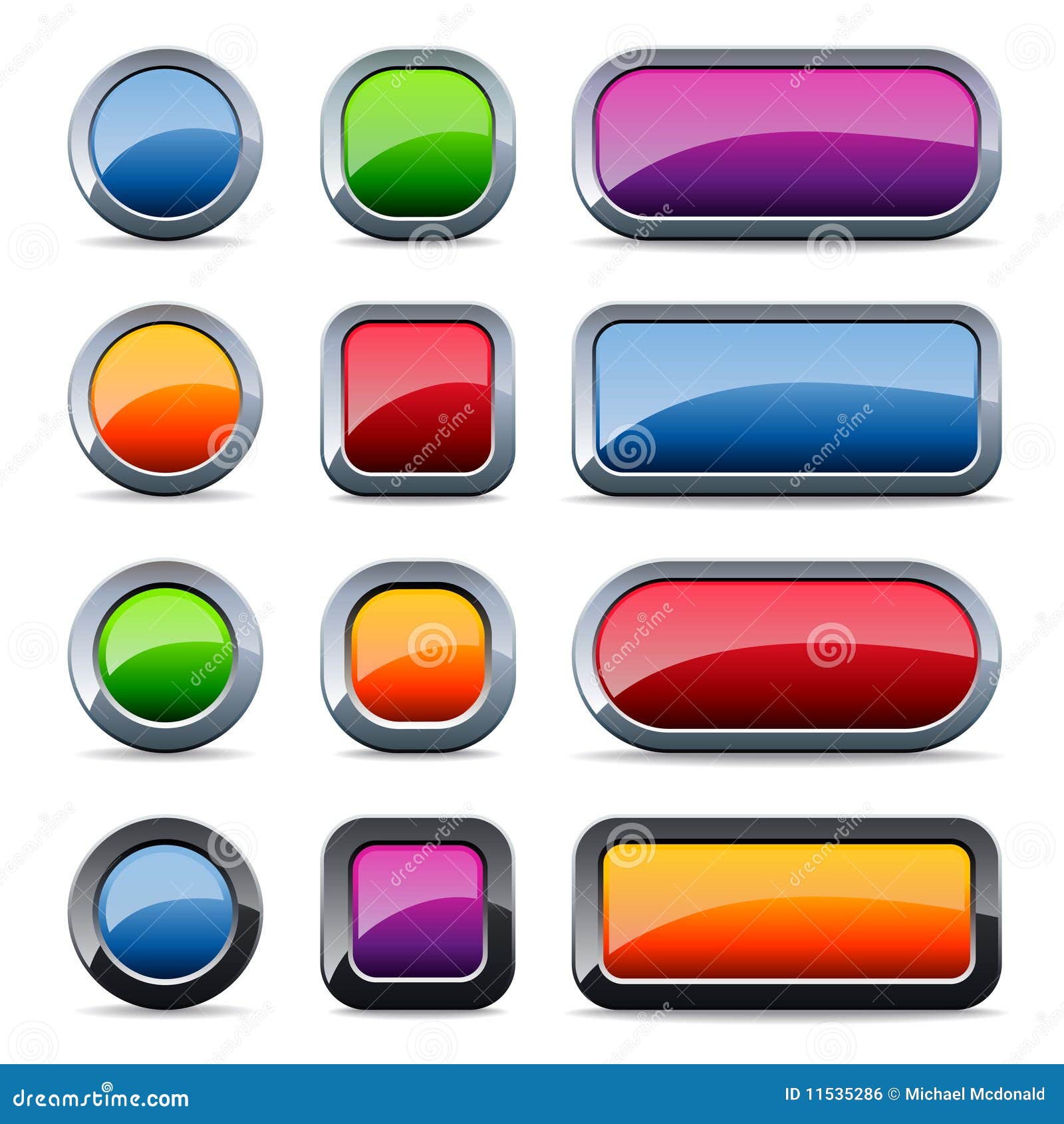 Glossy metal buttons stock vector. Illustration of chrome - 11535286