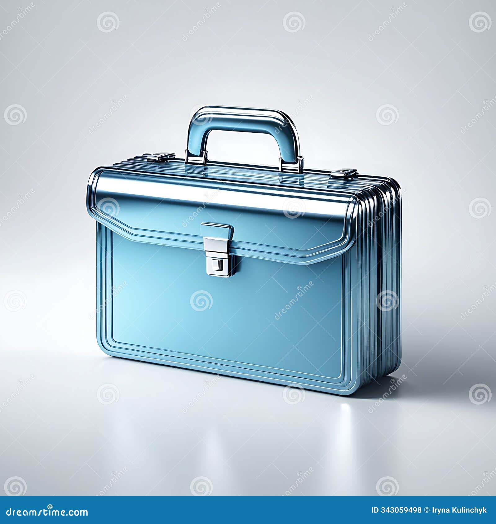 Glossy Metallic Blue Briefcase with Handle Isolated on White Background ...