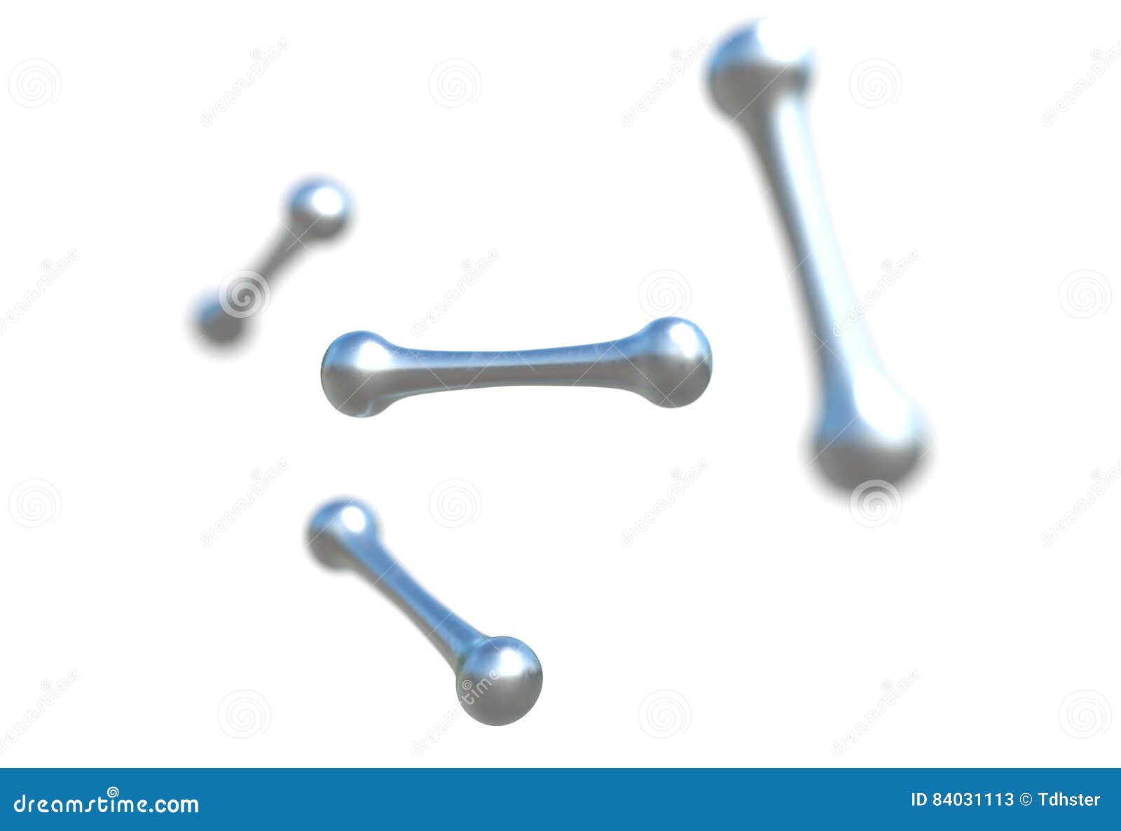 Glossy Metallic Molecules on White Background 3D Illustration Stock ...