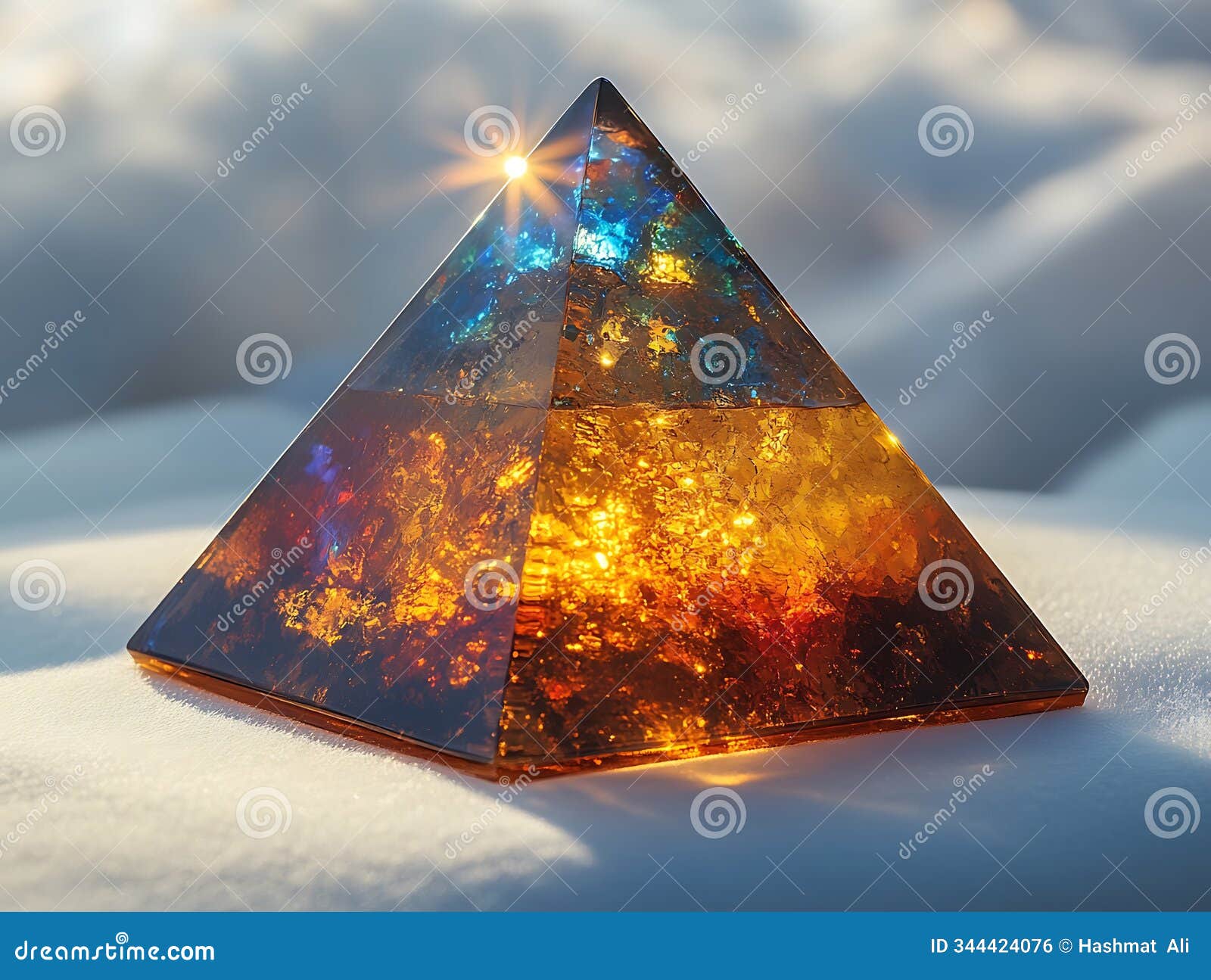 Glossy Metallic Pyramid Placed on a Soft White Surface Stock ...