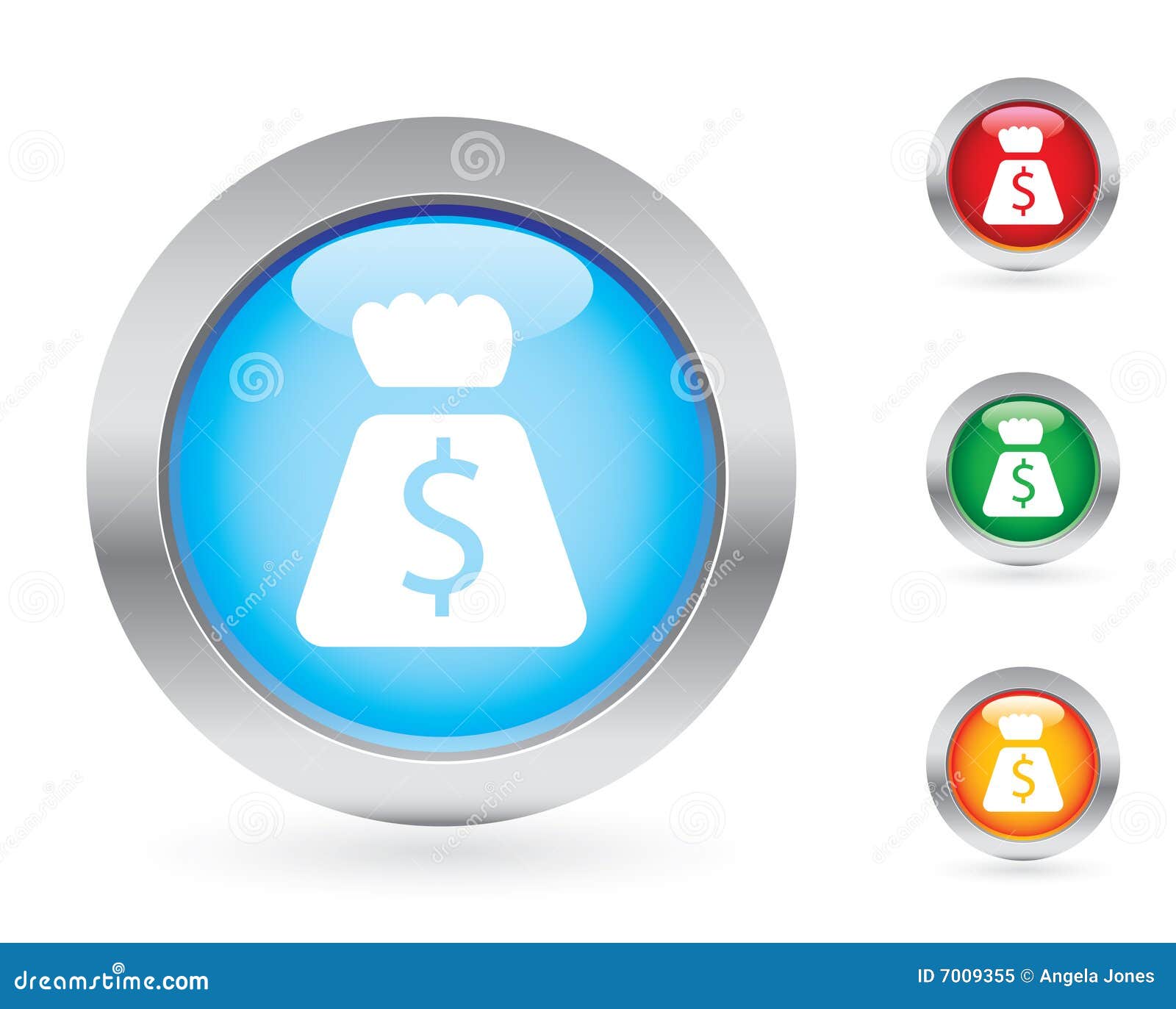 Glossy money button set stock vector. Illustration of purchase - 7009355