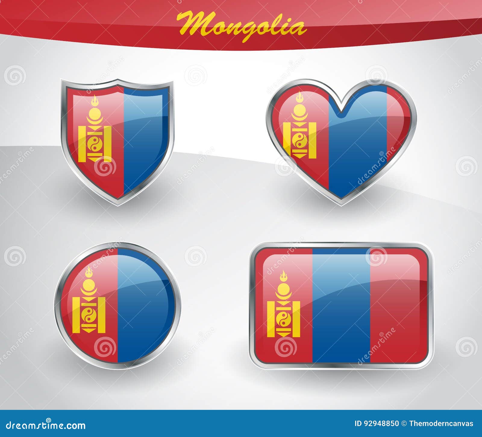 Glossy Mongolia Flag Icon Set Stock Vector - Illustration of country ...