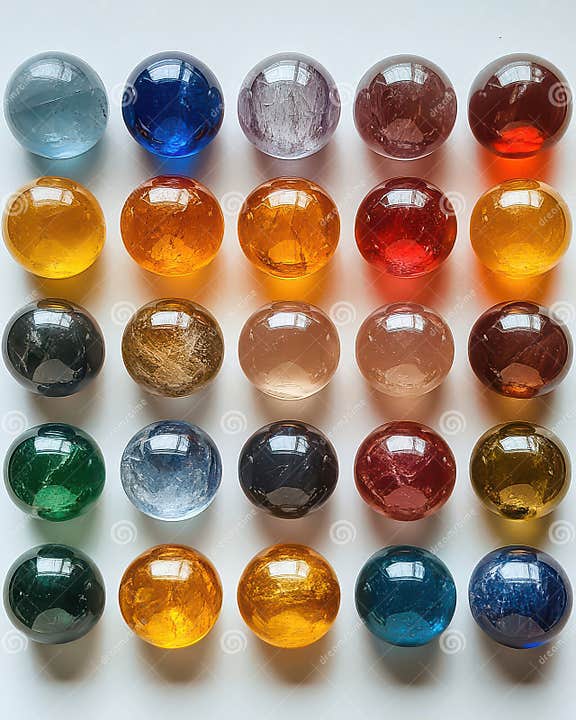 Glossy Multicolored Spherical Gemstones on White Background Stock ...