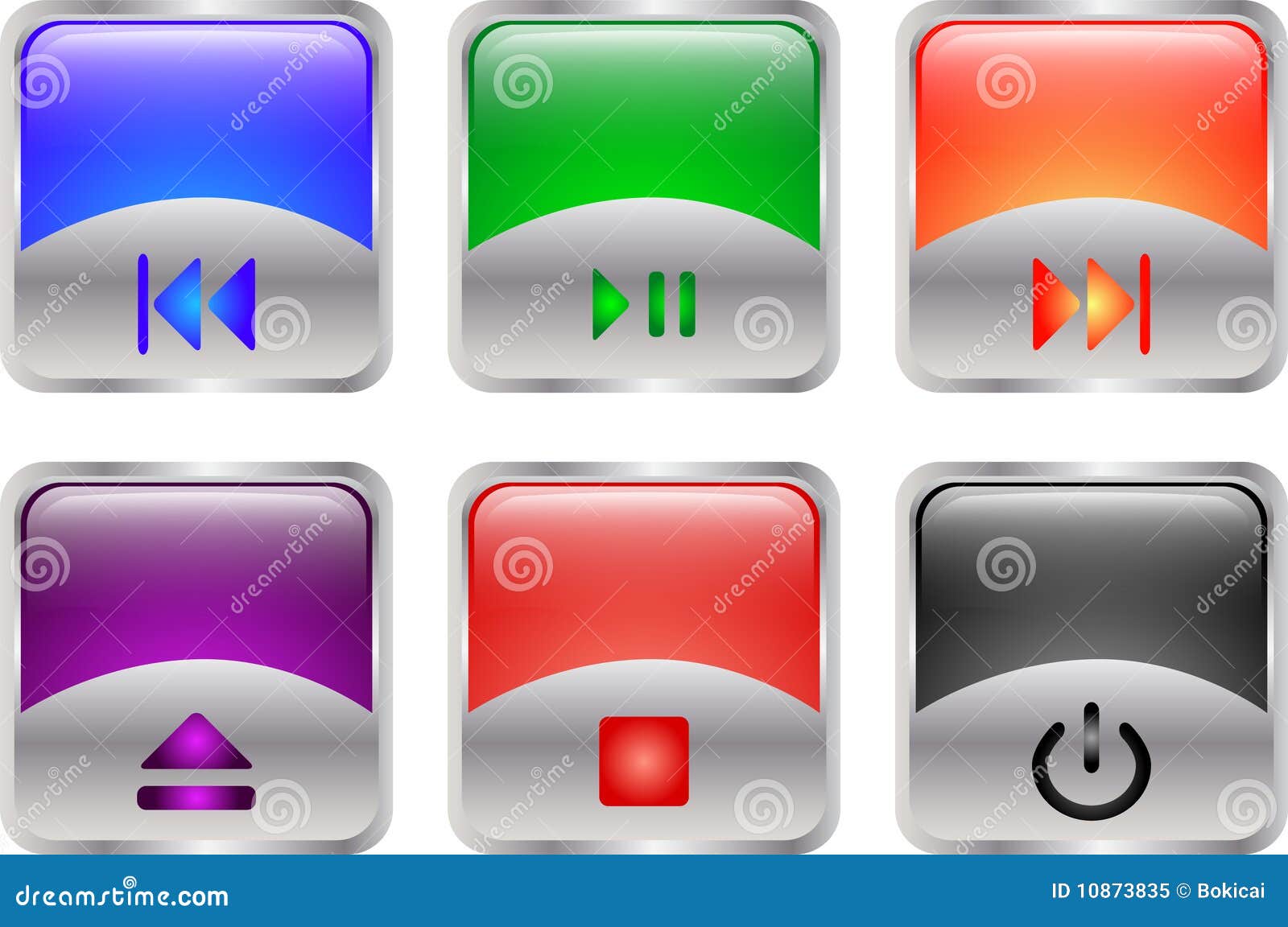 Glossy multimedia buttons stock vector. Illustration of music - 10873835