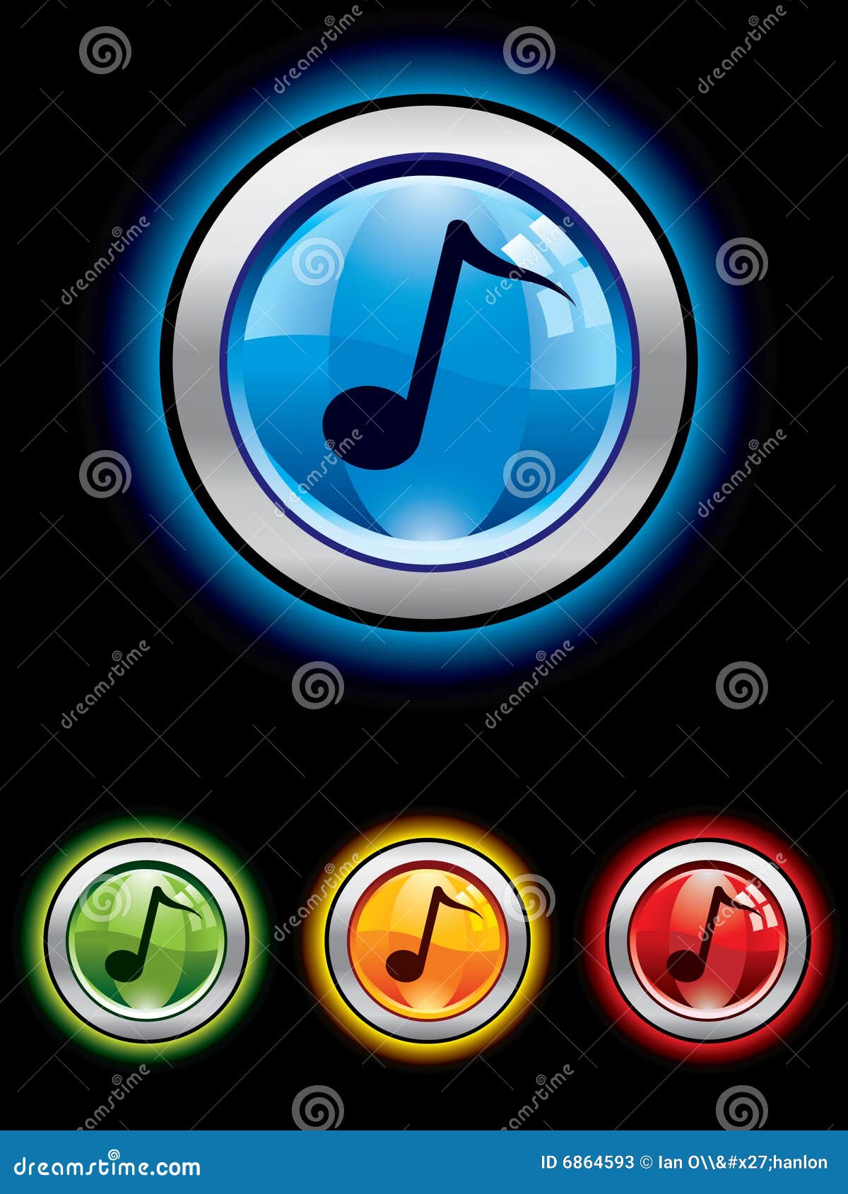 Glossy music button stock vector. Illustration of shadow - 6864593