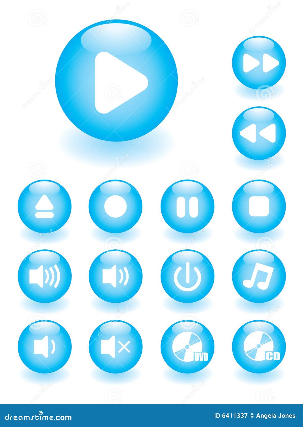 Glossy music button set stock vector. Illustration of internet - 6411337