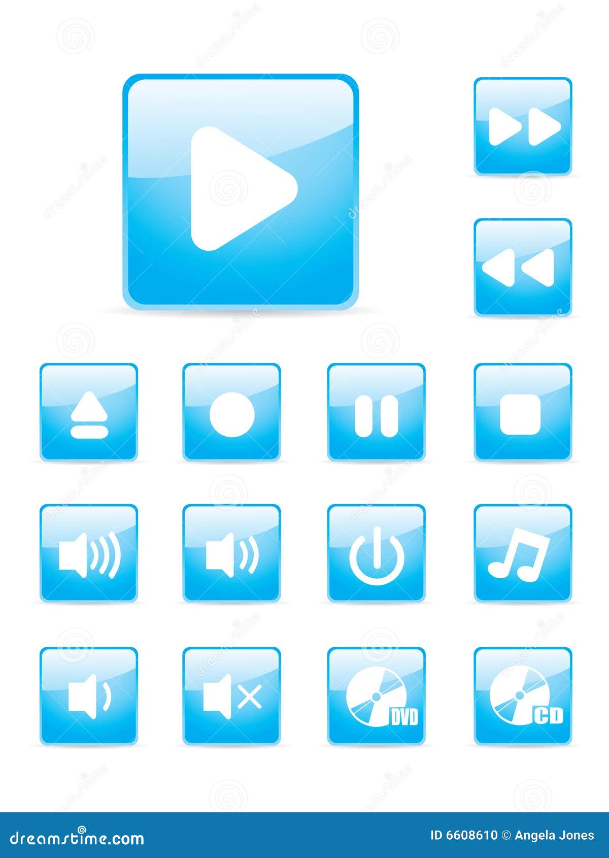 Glossy music button set stock vector. Illustration of variation - 6608610