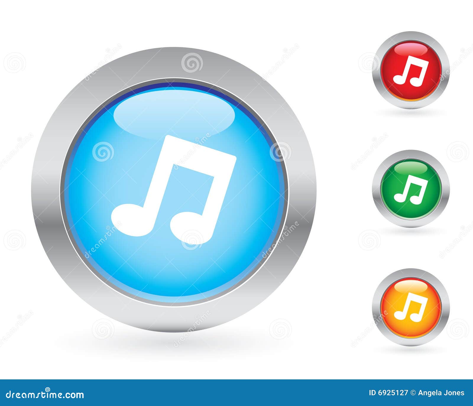 Glossy music button set stock vector. Illustration of blue - 6925127