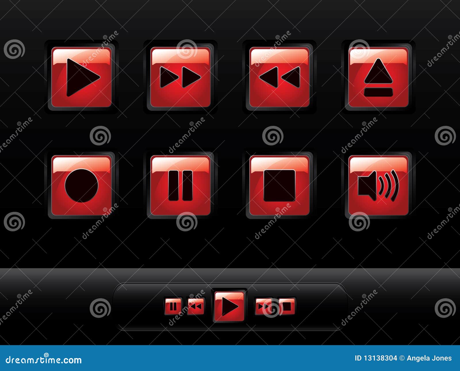 Glossy music buttons stock vector. Illustration of sphere - 13138304