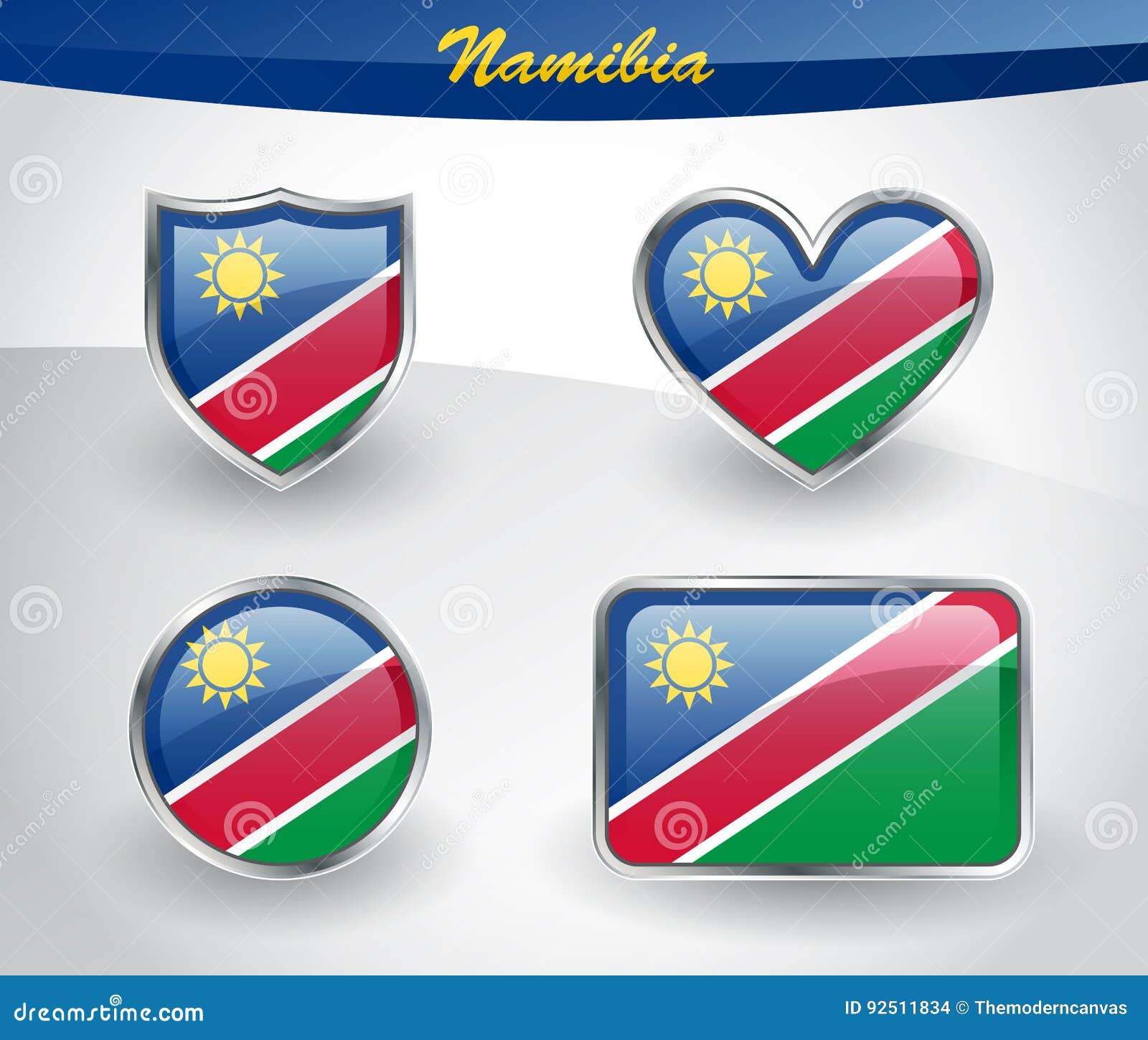 Glossy Namibia Flag Icon Set Stock Vector - Illustration of namibian ...