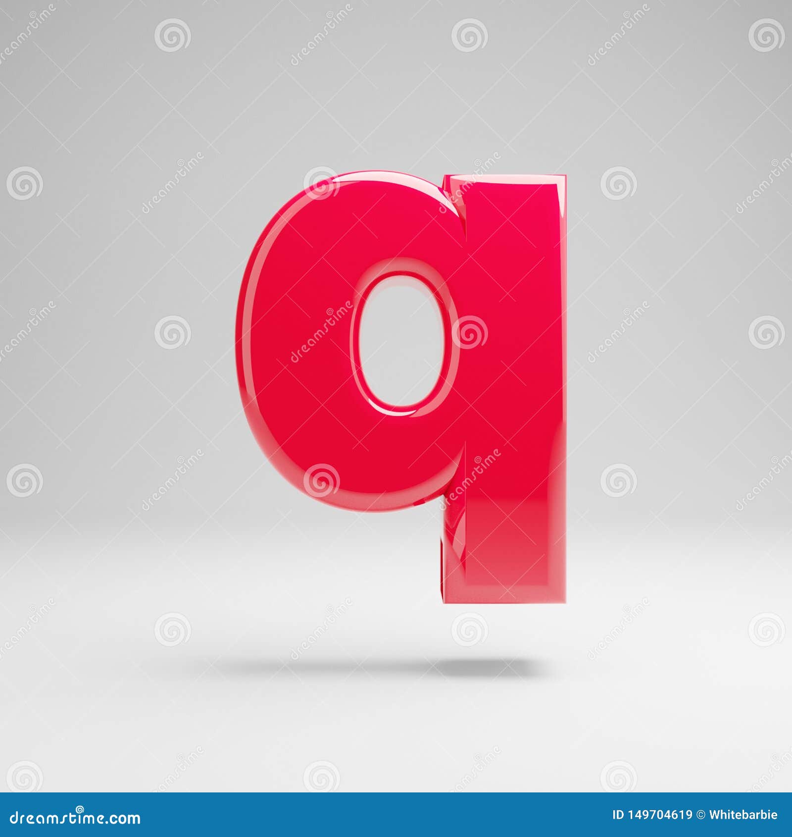 Glossy Neon Pink Lowercase Letter Q Isolated On White Background Stock Illustration