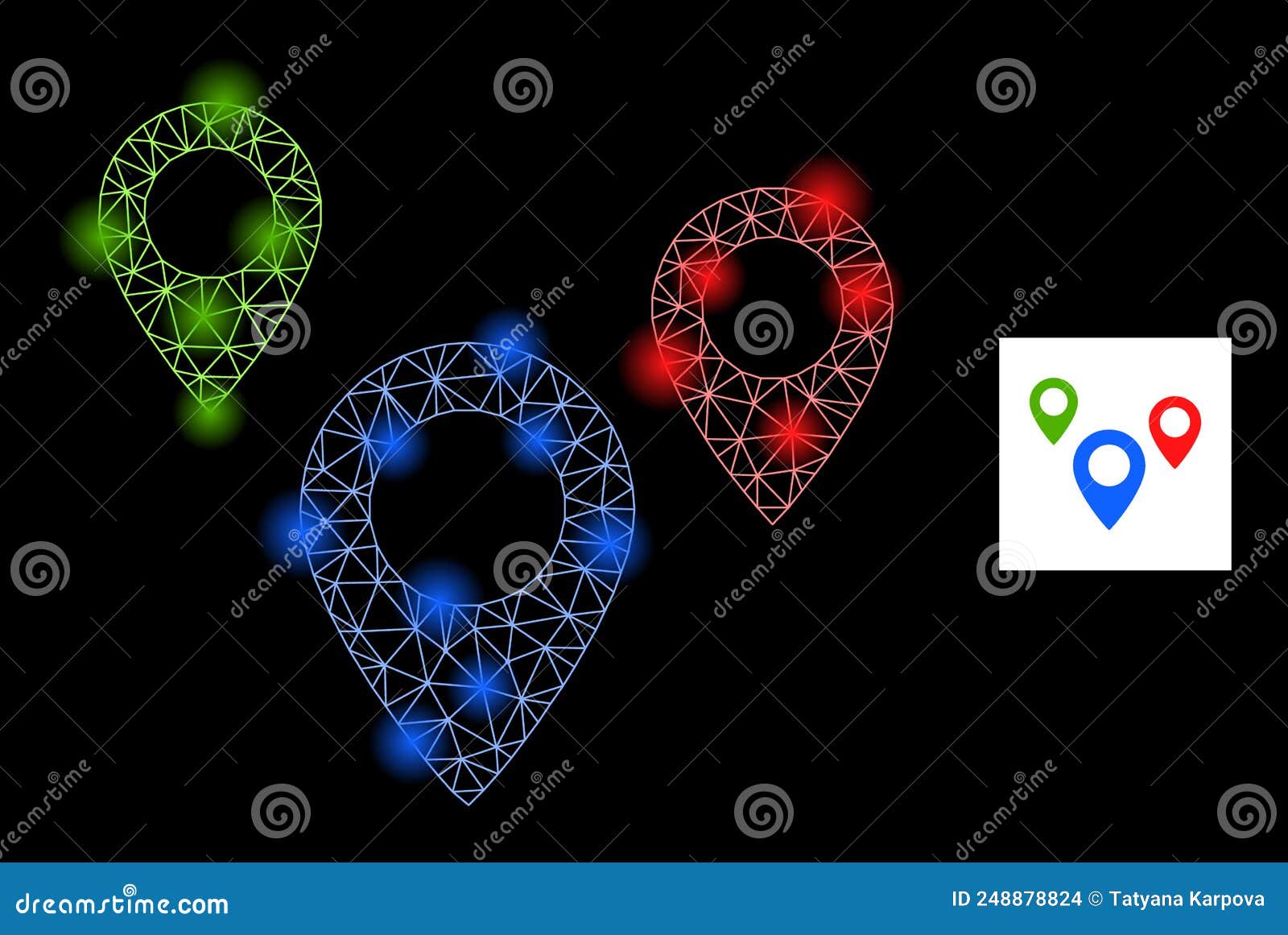 Glossy Net Map Objects Icon with Glare Lightspots Stock Vector ...