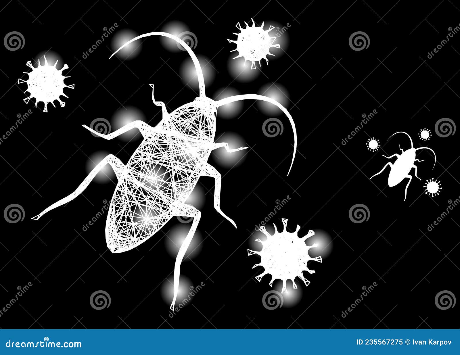 Bright Network Mesh Cockroach Infection with Lightspots Stock Vector ...
