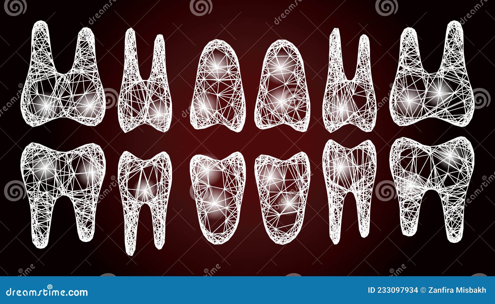 Glossy Net Mesh Teeth Jaw with Lightspots Stock Vector - Illustration ...