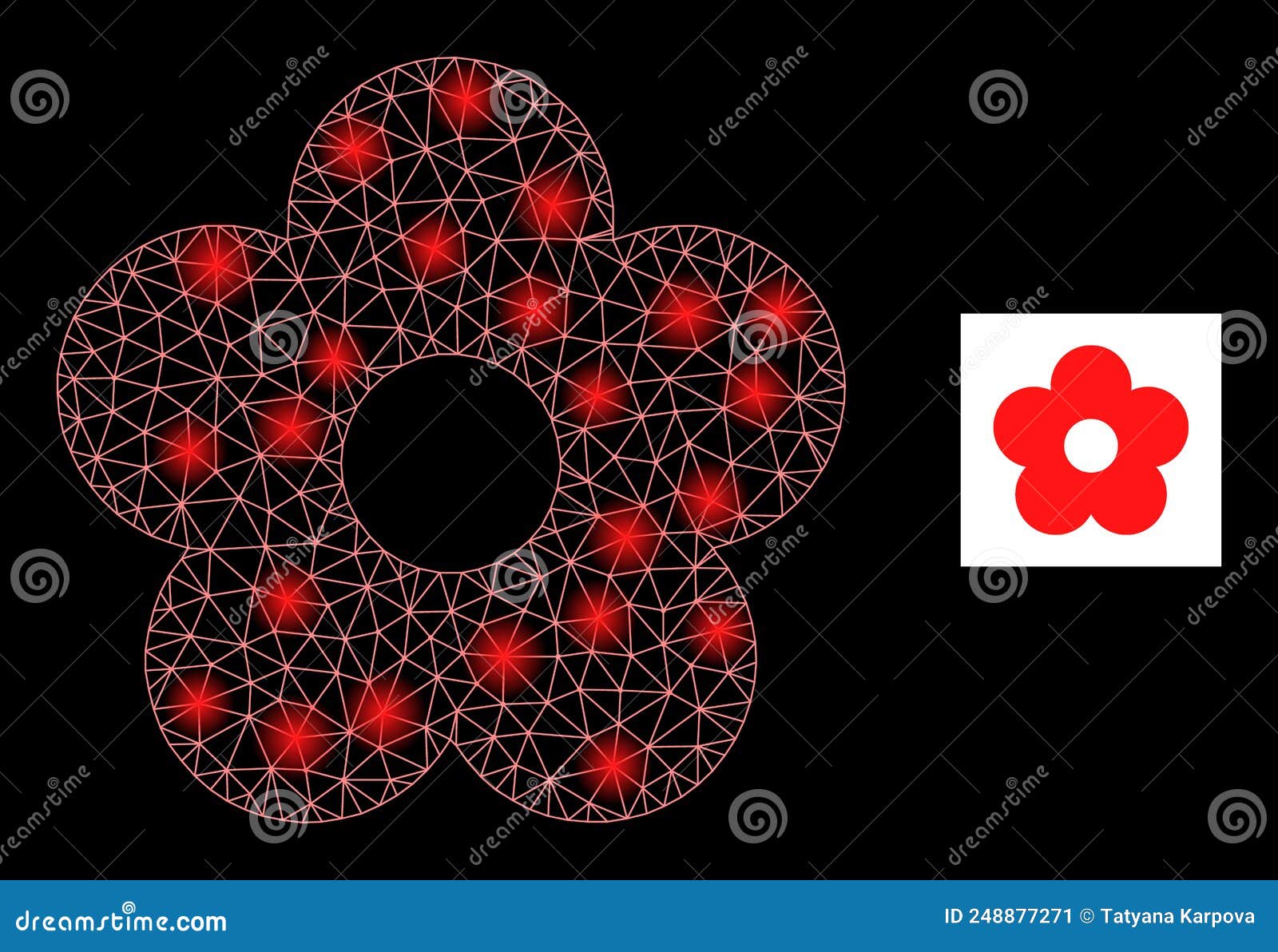 Glossy Network Flower Icon with Glare Lightspots Stock Vector ...
