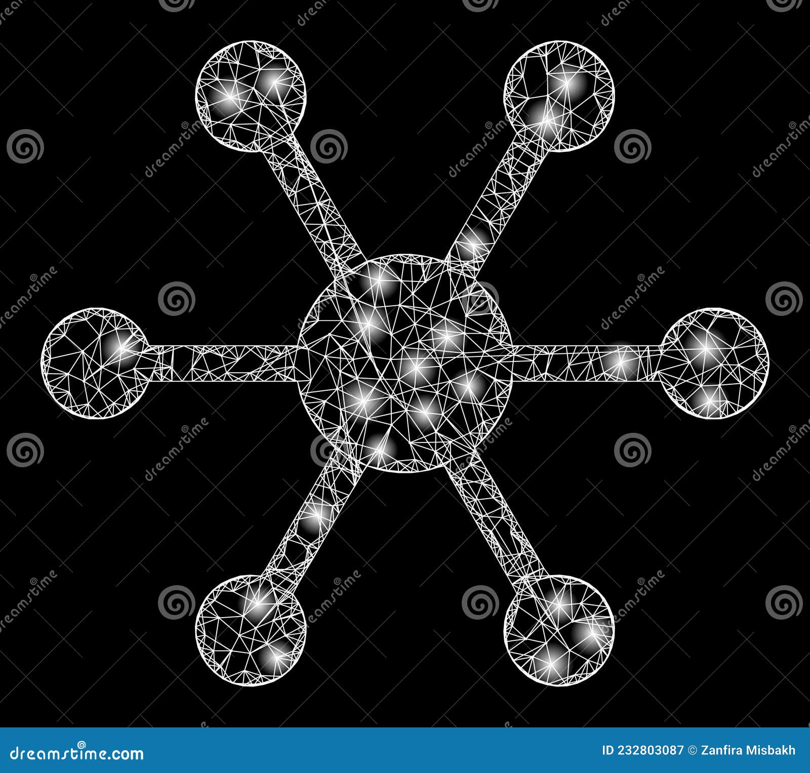 Glossy Network Mesh Central Node with Light Spots Stock Vector ...