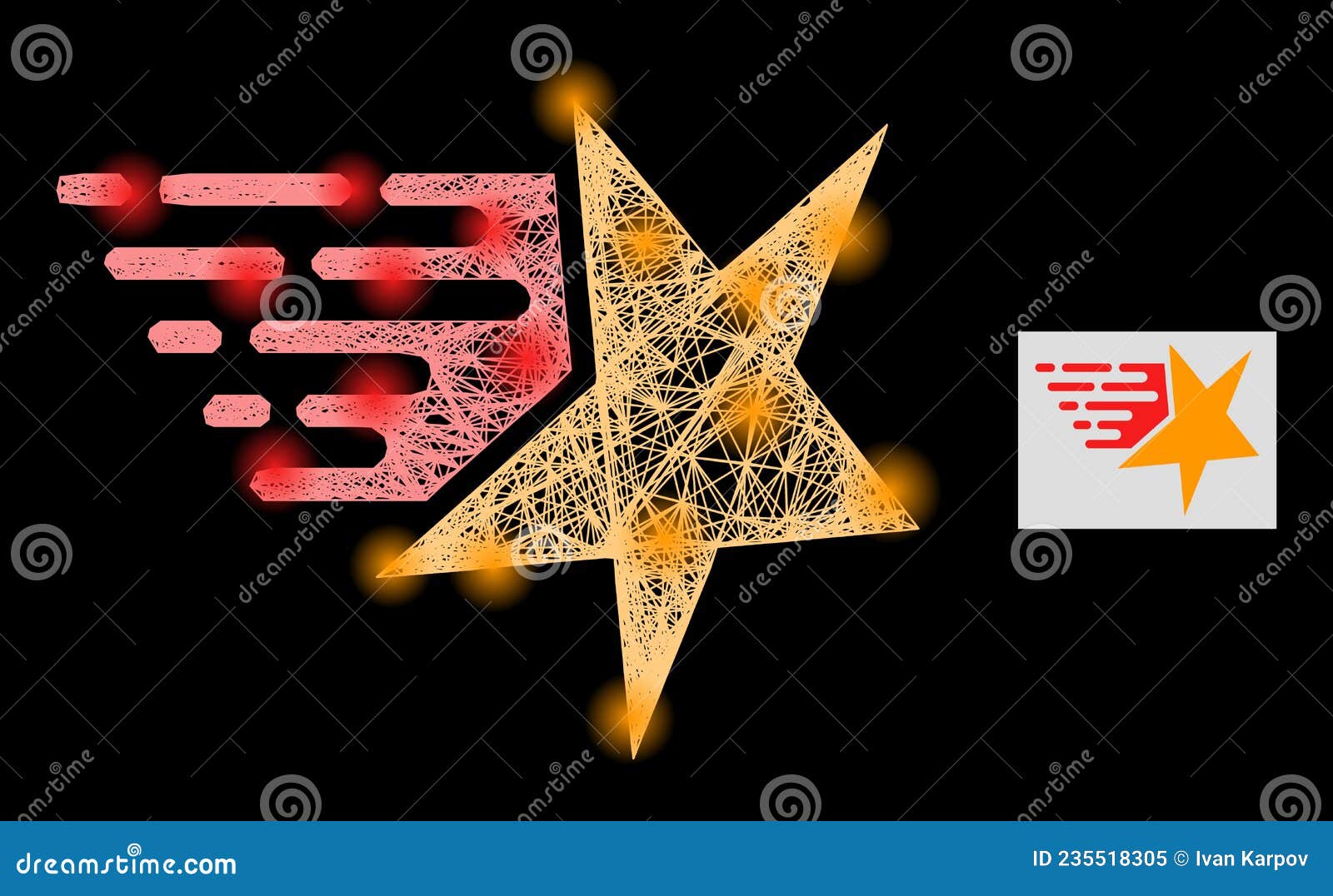 Glossy Network Mesh Star with Lightspots Stock Vector - Illustration of ...