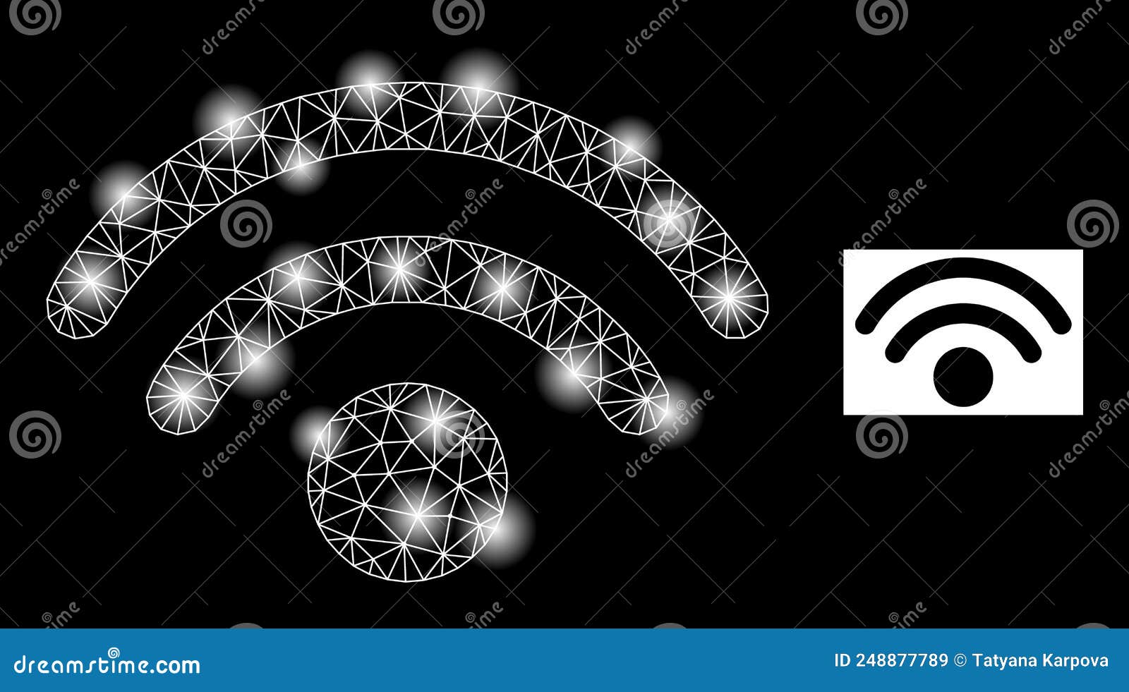 Glossy Network Wi-Fi Source Icon with Constellation Light Spots Stock ...