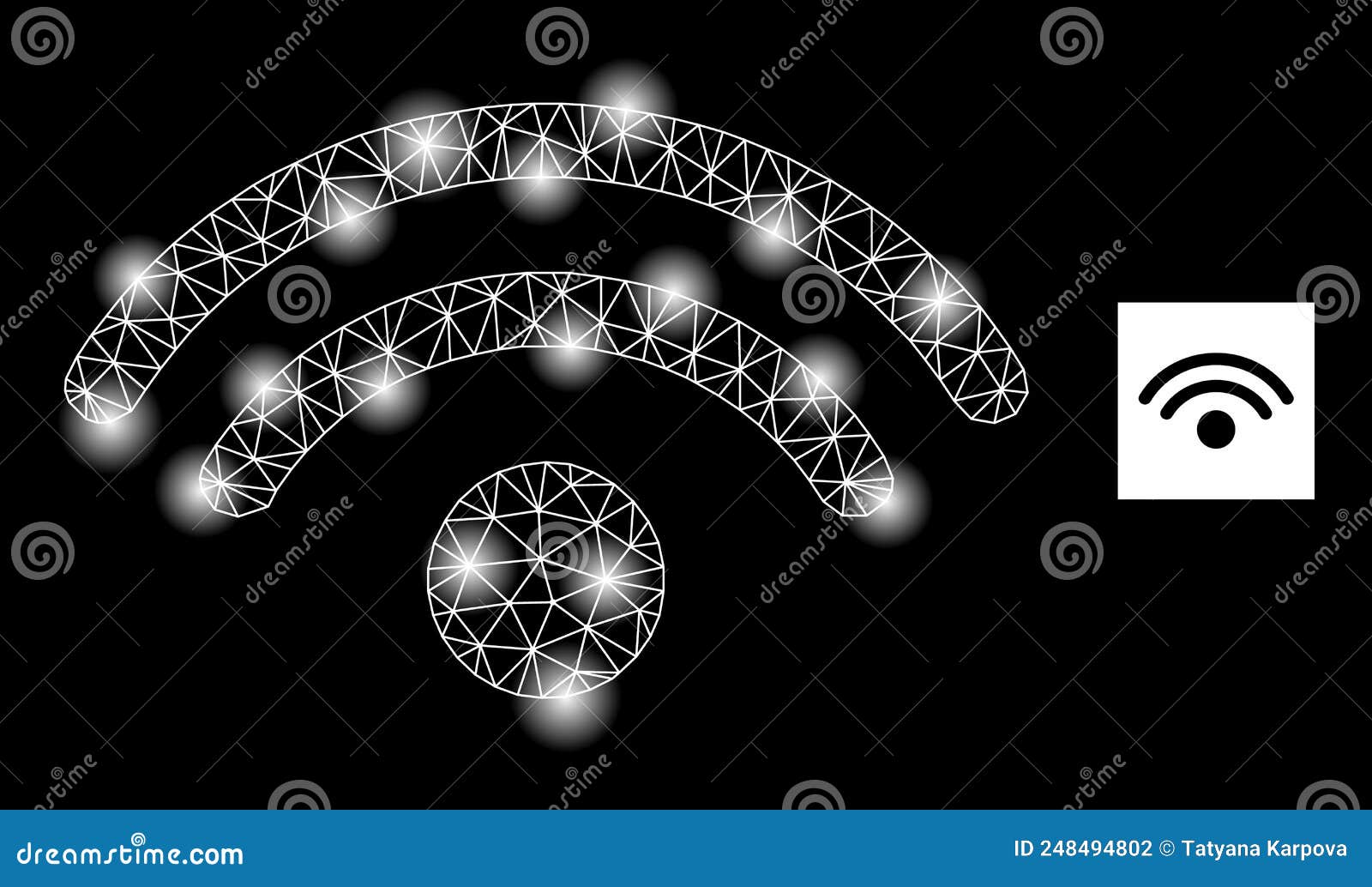 Glossy Network WiFi Source Icon with Glare Lightspots Stock Vector ...