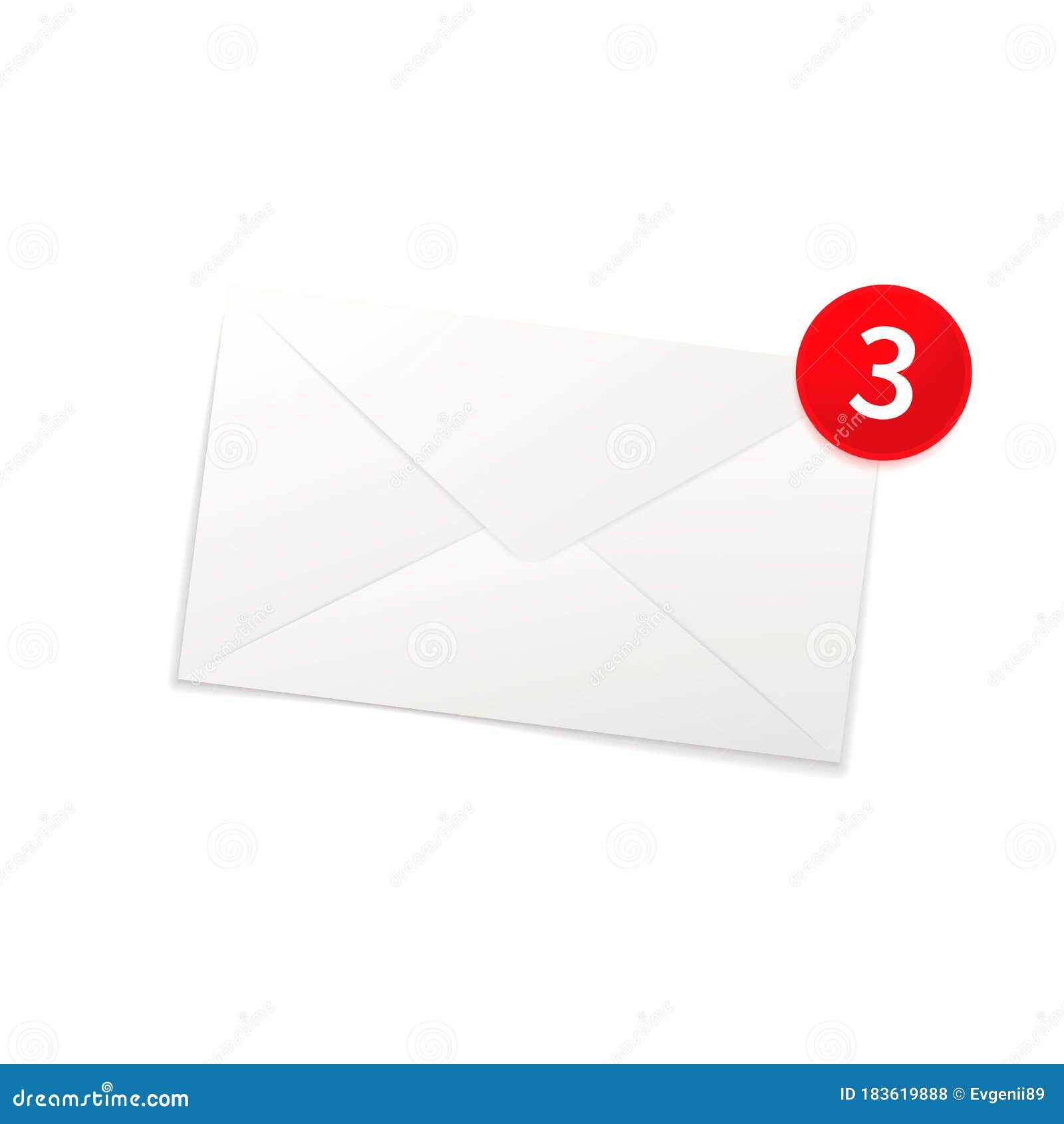 Glossy New Mail Notification Icon, Bright Envelope on White Stock ...