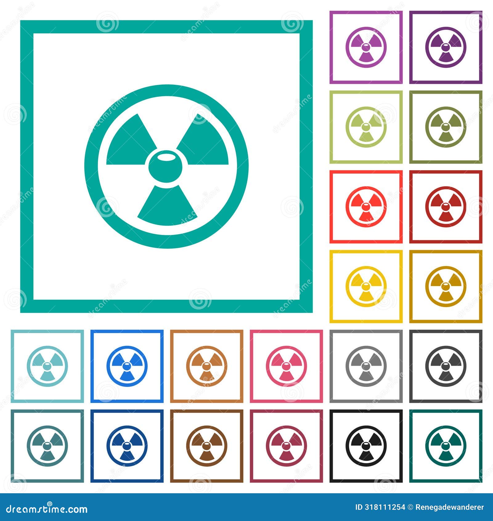 Glossy Nuclear Sign Flat Color Icons with Quadrant Frames Stock Vector ...
