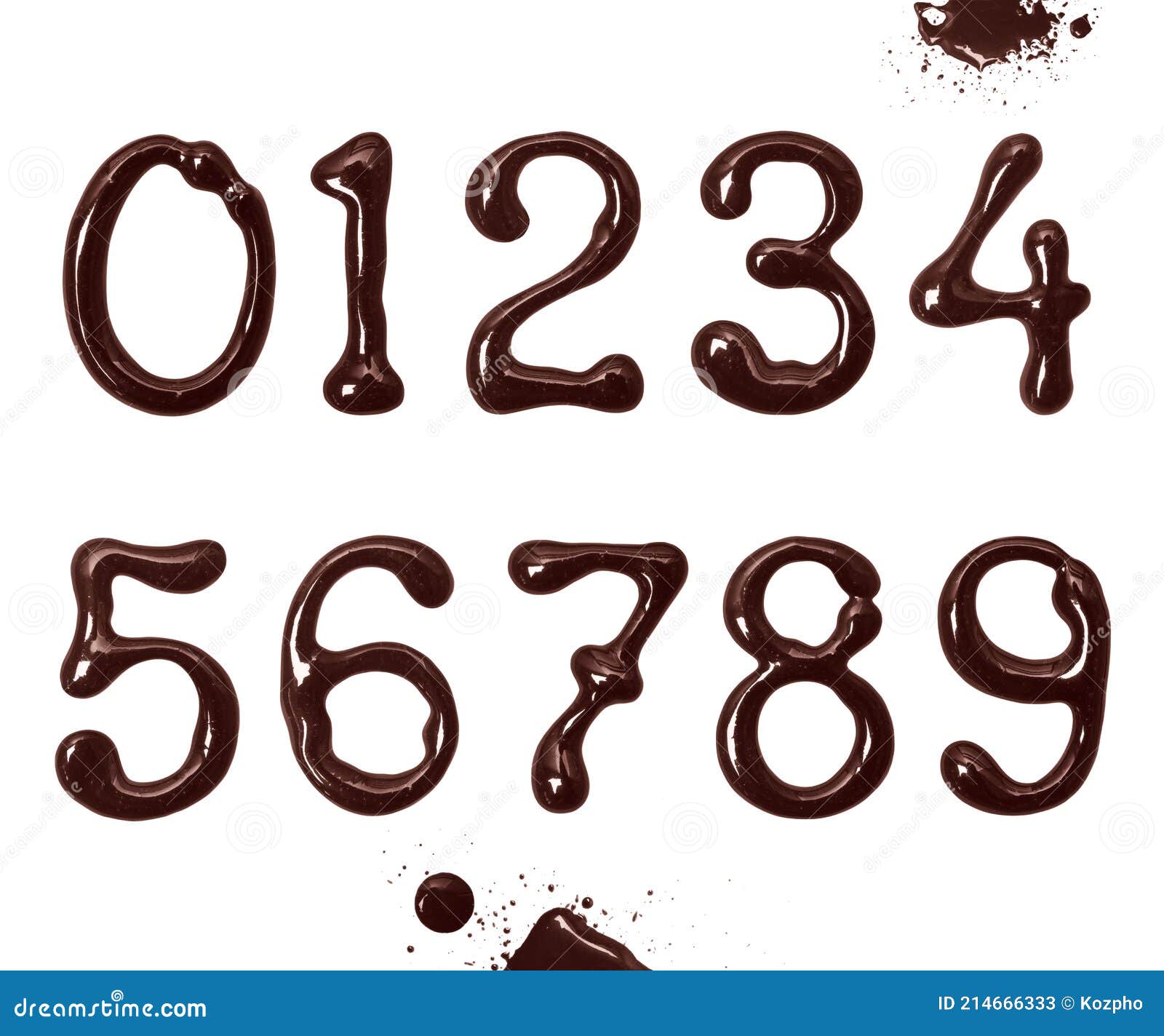 Glossy Numbers Made of Chocolate, Isolated on a White Background Stock ...