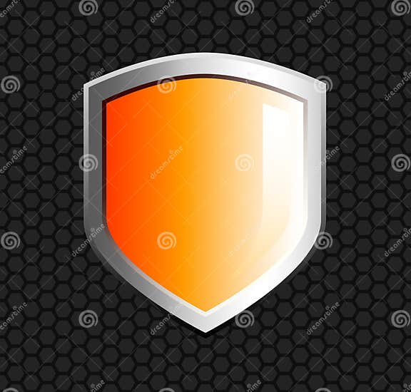 Glossy orange shield stock vector. Illustration of defense - 4544064