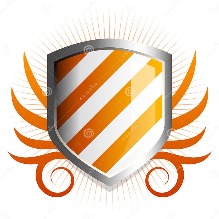 Glossy Orange Shield Emblem Stock Vector - Illustration of politics ...
