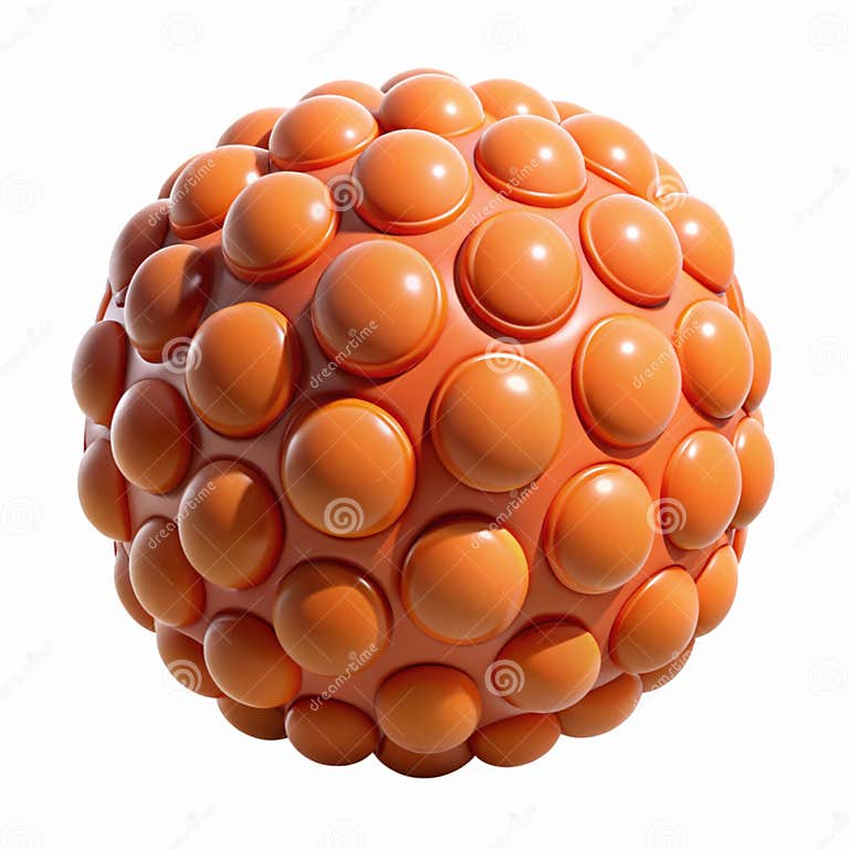Glossy Orange Spherical Object with Raised Circular Patterns for Design ...