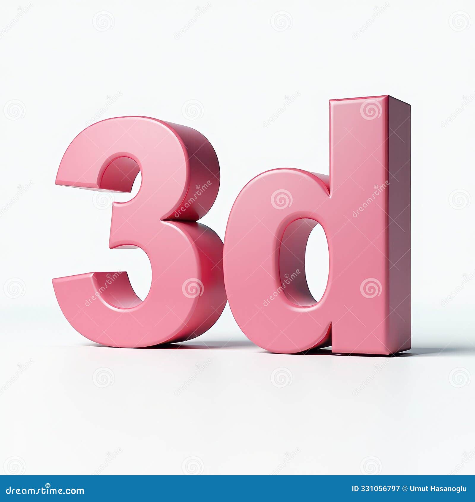Glossy Pink 3D Text on a White Background. Stock Illustration ...