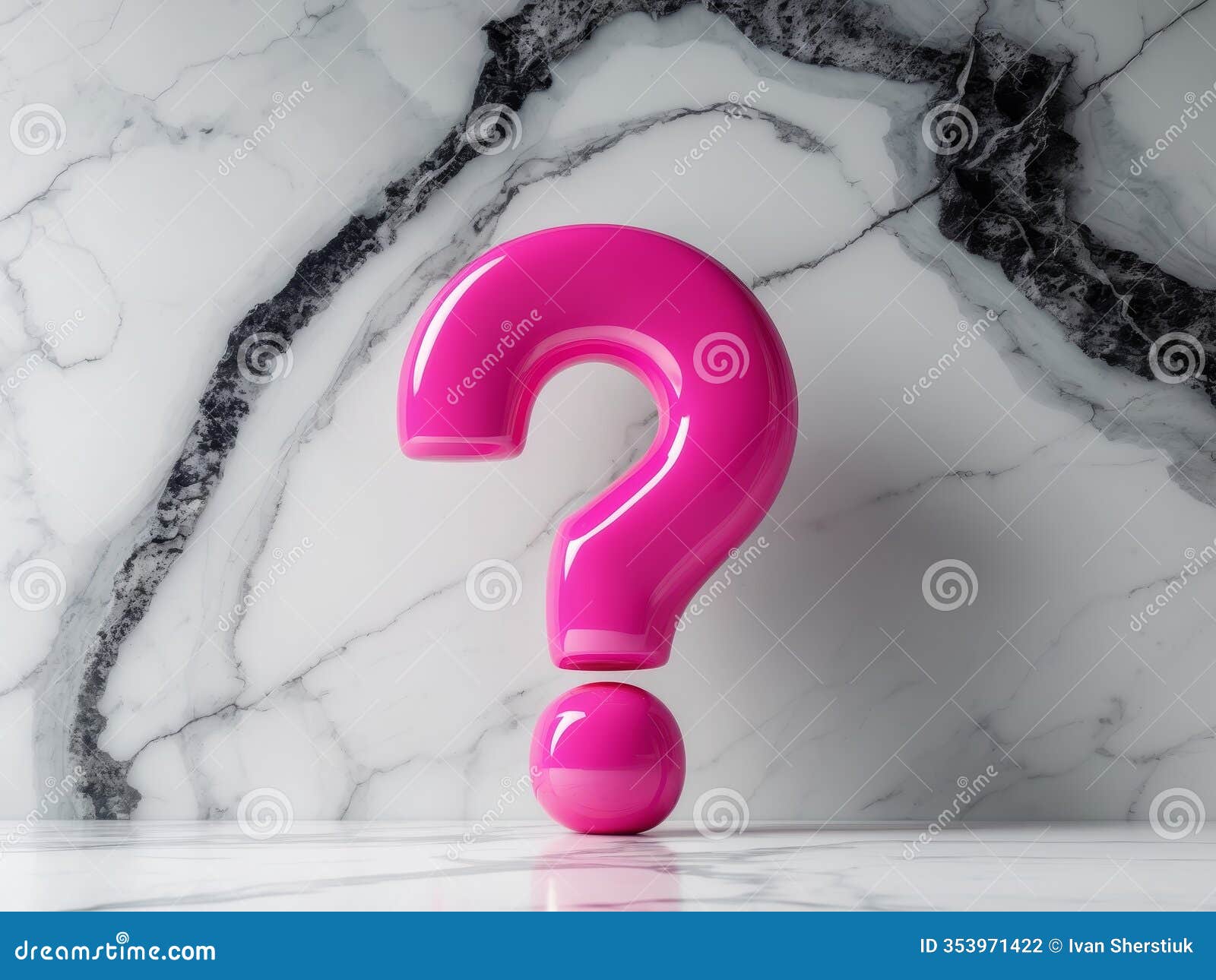 Glossy Pink Large Question Mark on a Marble Texture Background Stock ...