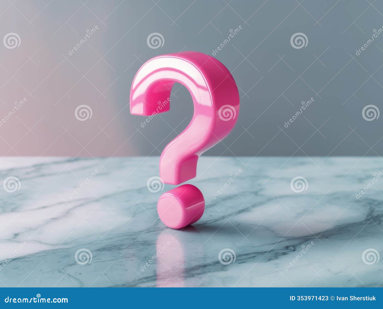 Glossy Pink Large Question Mark on a Smooth Marble Surface. Stock Image ...